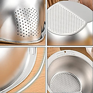 Stainless Steel Rice Washing Bowl Rice Washing Drain Basket Japanese Rice Washing Bowl With Side Drainer For Washing Fruits Vegetables