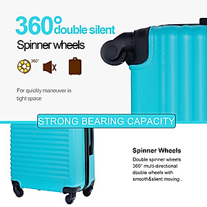 Tripcomp Carry On Luggage Lightweight Hardside suitcase with Spinner Wheels, Carry-On 20-inch, Turquoise