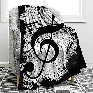 Jekeno Music Note Blanket Double Sided Print Throw Blanket Soft Comfortable for Sofa Chair Bed Office 50"x60"