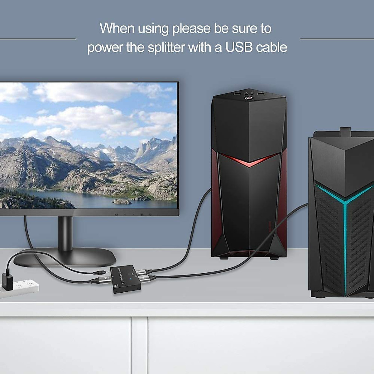 Angusplay DisplayPort Switch 8K Splitter Bidirectional DP 1.4 Switcher Box 2 in 1 Out / 1 in 2 Out Supports 8K@30Hz 4K@120Hz Compatible with PC Host Monitor Laptop etc