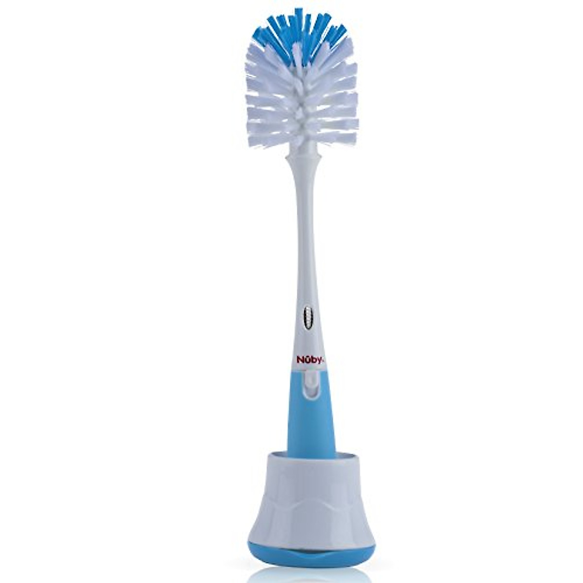 Nuby 2 in 1 Bottle and Nipple Brush with Stand, 1 Pack, Colors May Vary