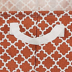 DII Laundry Storage Collection, PE Coated Collapsible Bin with Handles, Cinnamon Lattice, Extra-Large Set, 12.5x17.5x10.5"