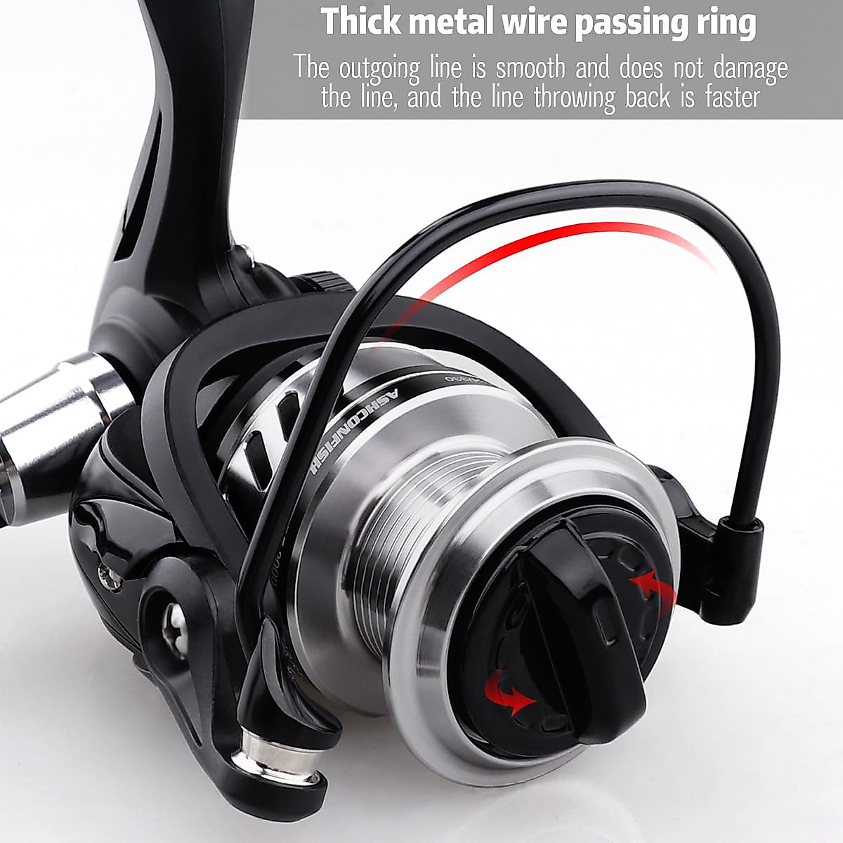 Ashconfish Spinning Reel, Saltwater Spinning Fishing Reels, Ultra Lightweight Body, 8 Stainless Steel BB, 5.0:1 Gear Ratio, Max 17.6lbs Drag, Come with 100m Braided Line