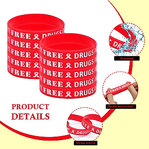 Jenaai Red Ribbon Awareness Silicone Bracelets Drug Free Silicone Rubber Wristbands Red Ribbon Week Soft Red Wristbands for Red Ribbon Week School Events Charity Campaigns Gifts Supplies (400 Pcs)