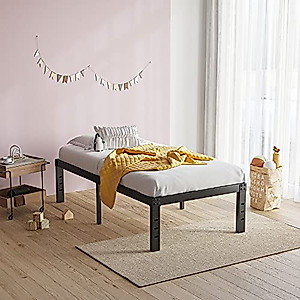 Neslime 14 Inch Twin XL Bed Frames No Box Spring Needed, Tall Metal , Heavy Duty, Easy Assembly and Noise Free, Black