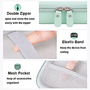 Elonbo Label Maker Case for SUPVAN E10 Mini Bluetooth Label Printer/POLONO P10 Mini Label Printer, Extra Interior Mesh Pocket Fits Label Paper Cable, Green. (CASE ONLY! Label Maker not Included)