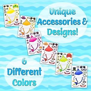 Edgewood Toys 24 Make A Shark Stickers For Kids - Great For Birthday Party Favors, Decorations, & Prizes - Let Your Kids Get Creative & Design Their Favorite Shark Stickers – Fun Kids Craft Activity