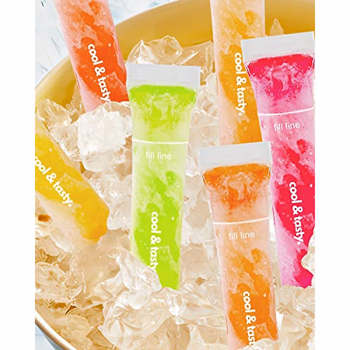 ANSMIO 150 Disposable Popsicle Mold Bags with Zip Seals, 8x2" Freezer Tubes for DIY Ice Pops, Yogurt, Juice & Fruit Smoothies - Includes Funnel for Healthy Snack Prep, BPA-Free, Ice Pop Molds