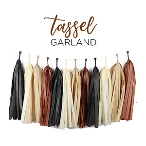 20PCS Cowboy Baby Shower Brown Tan Party Tissue Tassel Garland DIY Paper Tassels Banner Streamer Backdrop Western Theme Baby Shower Birthday Highchair Dessert Table Rustic Party Décor