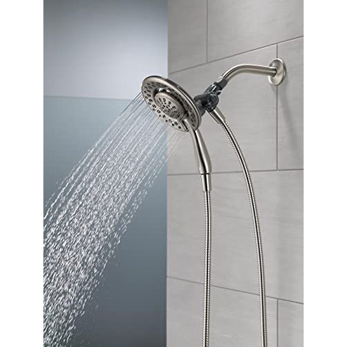 Delta D75486CSN In2ition 1.75 GPM 2-in-1 Multi Function Shower Head and Hand Shower with 60" Hose - Limited Lifetime Warranty Spotshield Brushed Nickel