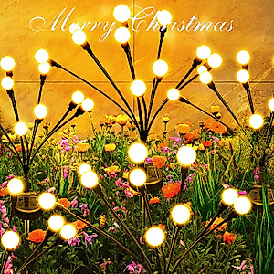 TYUWGMS Solar Lights Outdoor,Swaying Garden Firefly Lights, Solar Garden Lights, Waterproof Fairy Decor Outdoor Solar Lights,Ideal for Patio, Yard, Path Fence