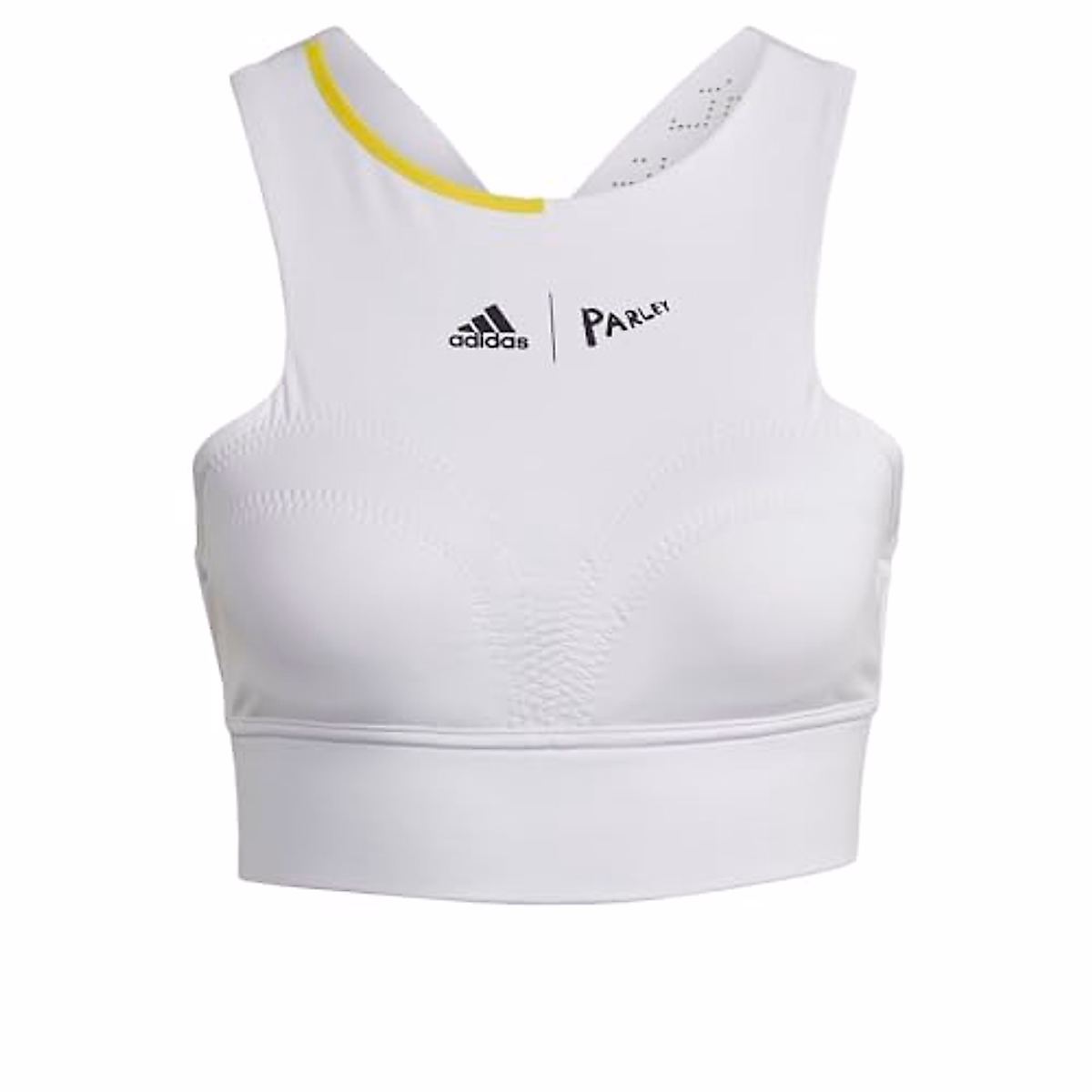 adidas Women's Tennis London Crop Top, White/Impact Yellow, X-Large