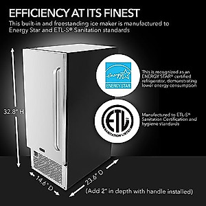 Whynter UIM-502SS Built-in/Freestanding Maker-50lb Capacity Clear Cube Ice Makers, One Size, Stainless Steel/Black