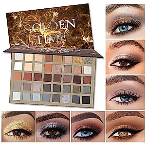 UCANBE Nude Eyeshadow Makeup Palette, 40 Color Matte Shimmer Glitter Eye Shadow, Warm Neutral Black Dark Grey Smoky Make Up Pallet Highly Pigmented Long Lasting Waterproof