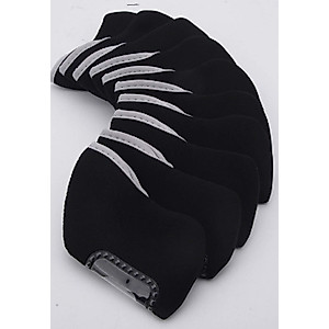 DBYAN Golf Club Iron Head Covers with Plastic Window Display,Neoprene Material Bring for Titleist Taylormade Ping Callaway-Pack of 10,Black