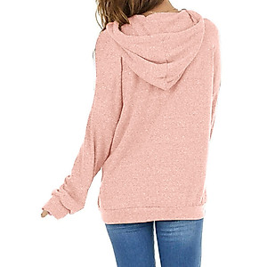 PGANDS Women's Casual Long Sleeve Drawstring Hoodies Sweatshirt Cute Loose Lightweight Soft Pullover Tops with Pocket Peach-pink