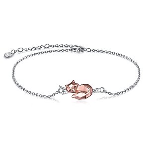 ONEFINITY Fox Bracelet 925 Sterling Silver Tree Branch Origami Fox Bracelet Jewelry for Women