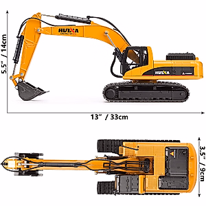 Gemini & Genius Excavator Toys, Construction Vehicle Digger Toys 1/40 Scale Die-cast Grader Engineering Tracked Excavator Vehicle Alloy Models Toys for Kids and Decoration for House