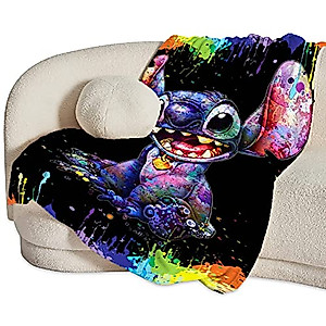 Stitch Blanket Stitch Gifts for Girls Stitch Throw Blanket for Kids Women Adults Stitch Cartoon Flannel Fleece Blankets for Couch Bed Sofa 40"x50"