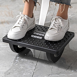 Foot Rest, Adjustable Height Foot Rest for Under Desk at Work, Ergonomic Foot Stool Under Desk for Office, Under Desk Footrest with Large Roller Massage, Desk Foot Rest for Pressure Relief (Black)