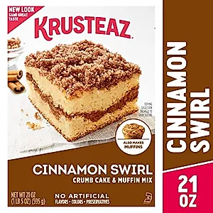 Krusteaz Cinnamon Swirl Crumb Cake and Muffin Mix, 21 oz Box