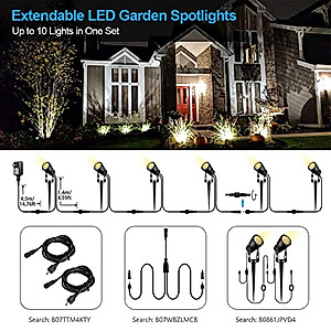 ALOVECO Landscape Lighting,12V Landscape Lights Low Voltage Garden Lights Waterproof 1800lm LED Outdoor Spotlight Plug in for Patio Deck Yard Tree Wall(Warm White,Connectable,65.3ft,6 Packs)
