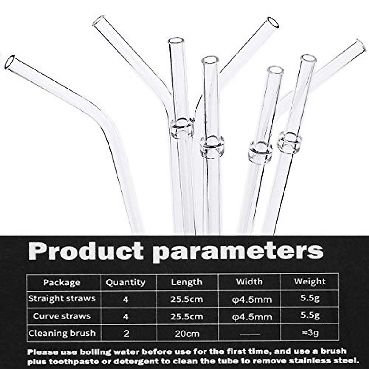 ZYTC Reusable Drinking Straws,Long Clear Plastic Straws for 20 OZ & 30 OZ Yeti,Ozark Trail Tumblers,Set of 8 with Cleaning Brushes (Plastic Drinking straws-8pcs+2)