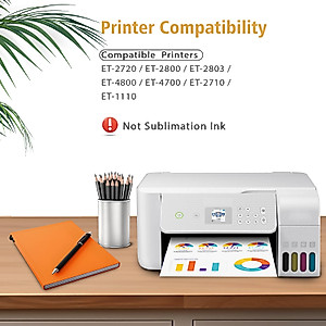 Topkolor Compatible Ink Bottle for 522 T522 Refill Ink for ET-2720 ET-2800 ET-2803 ET-2710 ET-4700 ET-4800 ET-1110, 4-Pack