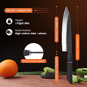 ROCOCO Santoku Chef Bread Knife 5.9" Feather Viking Knife Set Japanese Kitchen Cleaver for Outdoor Camping BBQ Collection Christmas Gift Men