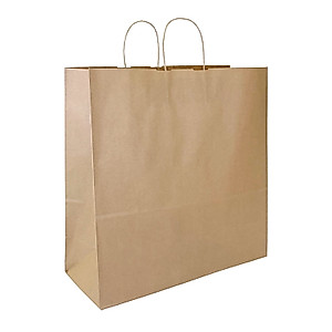 JET PAPER BAGS - 18x5x19.75 Inch [50 Pcs] Large Brown Paper Bags with Handles Prime for Takeout, Grocery, Goody, Retail, Party, Gifts, Weddings - Recyclable Kraft Paper Gift Bags with Handles