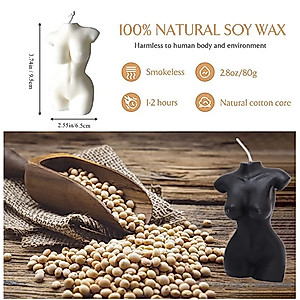 2PCS Body Shaped Candles, Female Body Candle Soy Candle Scented Candle Valentine's Day Home Aesthetic Decoration Candle (White, Black)