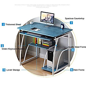 Computer Desk with Pullout Keyboard Tray,Compact Home Office Deskwith Storage Shelves,Pc Laptop Table Workstation for Small Place