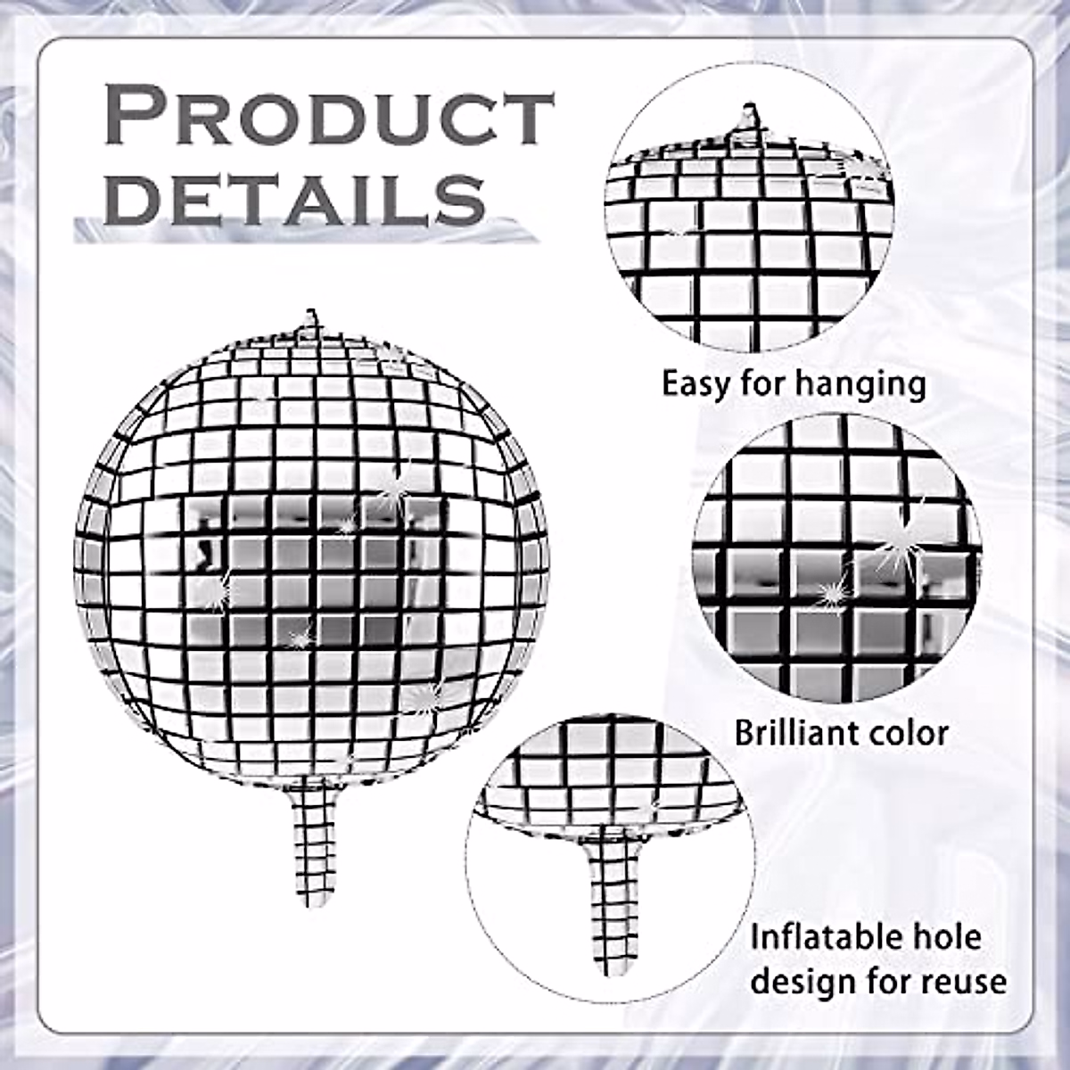 30 Pcs Disco Ball Balloons 32" 22" 10" 4D Disco Balloons 70s Disco Party Decorations Round Metallic Silver Disco Foil Balloons Mirror Disco Balloons for Disco Dance Party Birthday Wedding Supplies