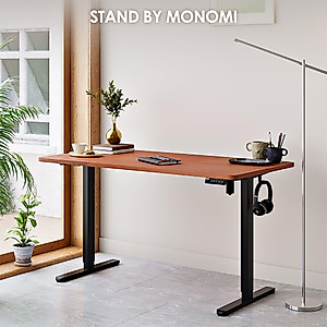 Monomi Electric Standing Desk, 55x24 Inches Adjustable Height Desk, Home Office Sit Stand Up Desk (Black Frame/Cherry Top)
