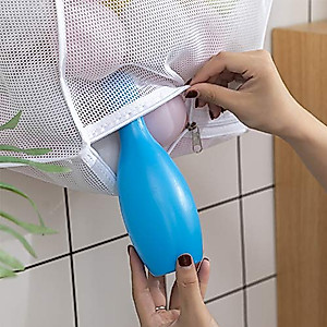 ALYER Hanging Mesh Bath Toy Organizer Bag,Large Shower Storage Caddy with Durable Hanger (White)