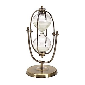 Deco 79 Glass Timer with Rotating Stand, 13" x 6" x 6", Brass