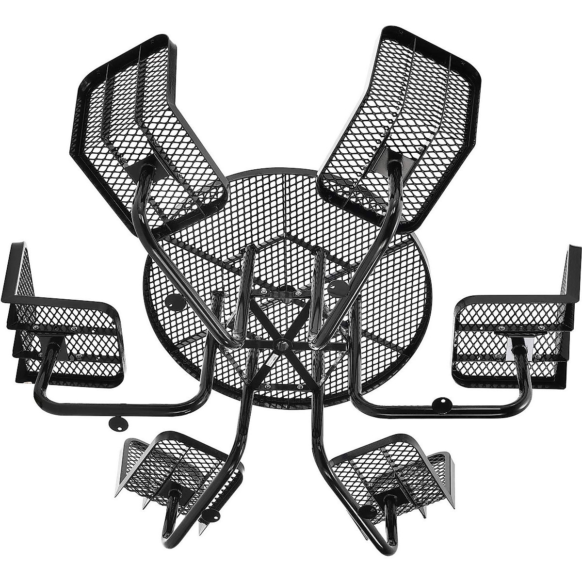 Global Industrial 46" Round Expanded Metal Carousel Picnic Table with 6 Seats, Black