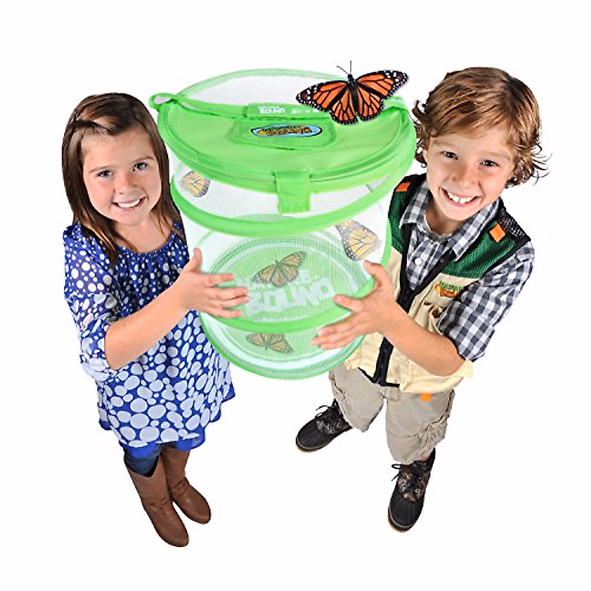 Nature Bound Butterfly Growing Habitat Kit - With Discount Voucher to Redeem Live Caterpillars for Home or School Use - Green Pop-Up Cage 12-Inches Tall - for Boys and Girls Ages 5+