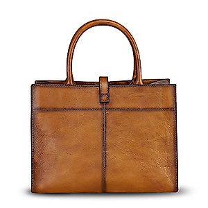 Genuine Leather Top Handle Handbag Purse for Women Vintage Over the Shoulder Bag Handmade Crossbody Satchel Tote (Brown)