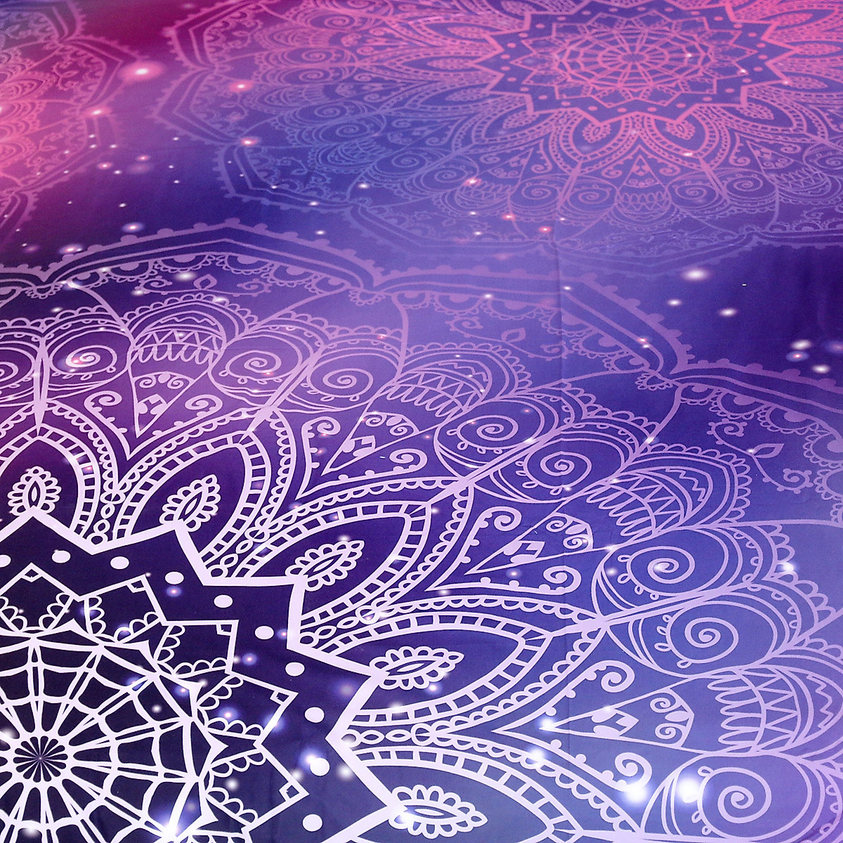 ARIGHTEX Iridescent Pink Purple Blue Mandala Duvet Cover 3 Pcs Boho Bedding Set Girly Duvet Cover (Twin)