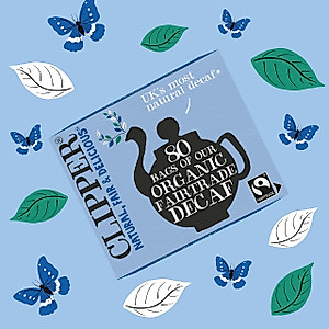 Clipper Tea Tea Fairtrade Organic Decaf 80 Unbleached, Plastic-Free Bags, 8.2 oz, 1 Pack, 80 Unbleached Tea Bags