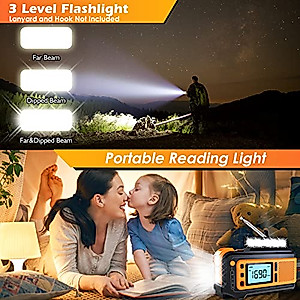 5000mAh Emergency Weather Solar Radio: Missonchoo Hand Crank AM/FM/NOAA Alert Radio 4 Ways Powered with Flashlight | Cellphone Charger | SOS Alarm for Survival Camping Home Outdoor