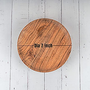 Samhita Acacia Wood Round Wood Plates Set of 4, Easy Cleaning & Lightweight for Dishes Snack, Dessert.(7" x 7" x 1")