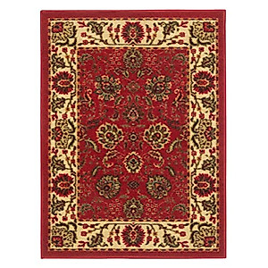 Ottomanson Ottohome Collection Non-Slip Rubberback Oriental Design 2x3 Indoor Area Rug/Entryway Mat, 2'3" x 3', Red