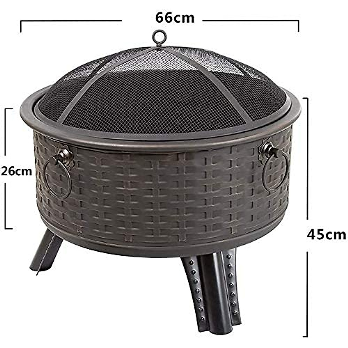 LEAYAN Garden Fire Pit Grill Bowl Grill Barbecue Rack Fire Pit,BBQ Grill Outdoor Fire Pit Round Steel Wood Burning with Spark Screen and Fire Poker for Backyard Patio Camping Deck