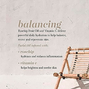 Pearlessence Rosehip Balancing Facial Oil + Rosehip Fruit Oil & Vitamin C | Daily Hydration to Help Balance & Revive Skin | Made in USA & Cruelty Free