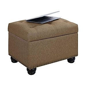 Convenience Concepts Designs4Comfort 5th Avenue Upholstered Storage Ottoman 24" - Contemporary Foot Stool and Seat with Hinged Lid for Living Room, Dining Room, Office, Sandstone Fabric