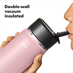 OXO Strive 16oz Wide Mouth Water Bottle with Straw Lid - Rose Quartz