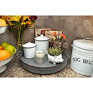 Creative Co-Op Farmhouse Enameled Metal Canisters with Lids, White and Black, Set of 2 Sizes