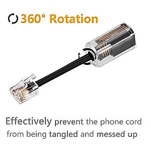 Uvital Telephone Cord Detangler, Anti-Tangle Telephone Handset Cable 360 Degree Rotating Landline Swivel Cord Untangler Black (4 Pack)